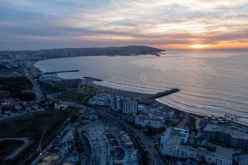 Aerial View of the Coast Road at Tangier, Stock Image - Image of ...