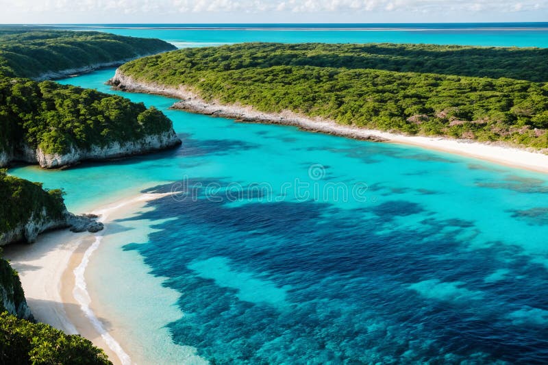 Aerial View of a Coast and Turquoise Water Stock Illustration ...