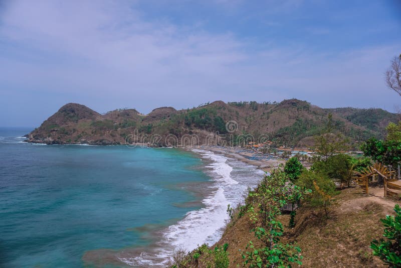 Aerial View of Coastal Coast at Watu Bale Beach, Kebumen, Central Java ...