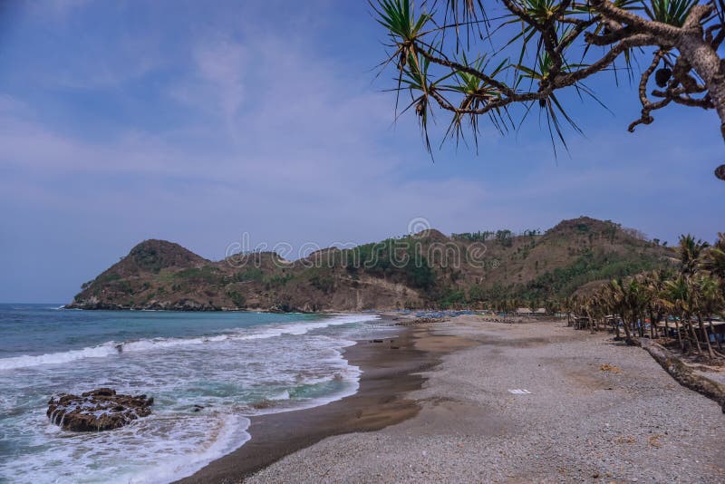 Aerial View of Coastal Coast at Watu Bale Beach, Kebumen, Central Java ...