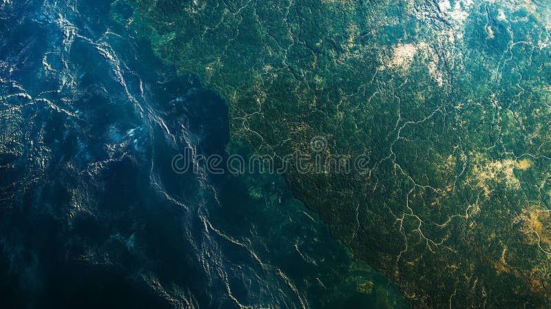Aerial View of a Coastal Forest and Ocean Stock Photo - Image of ...