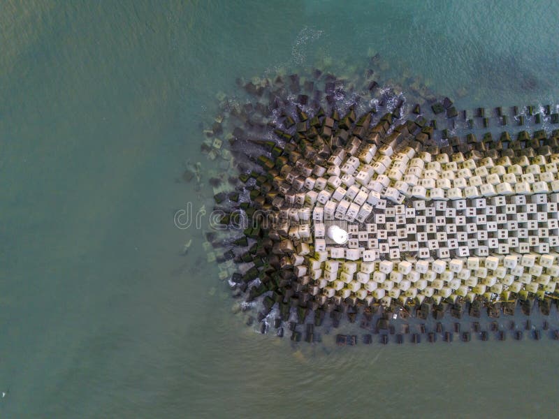 Aerial View of Coastal Protection Structures. Stock Image - Image of ...
