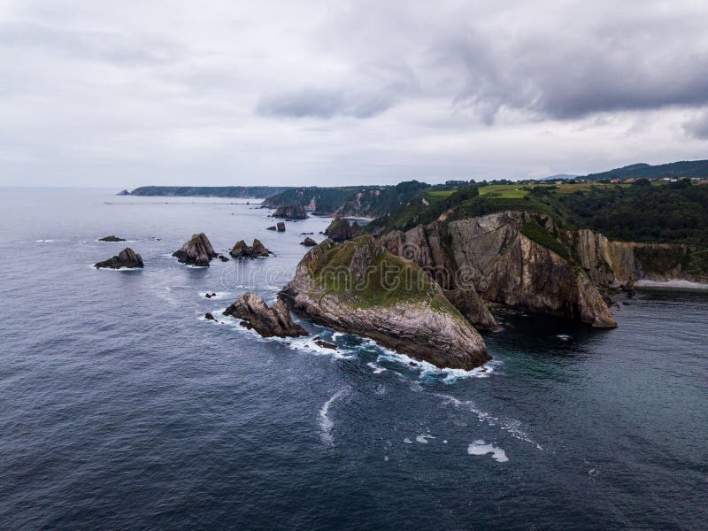 Aerial View of the Coastline and Cliffs at Silencio Beach. Northern ...