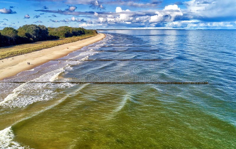 Aerial View of Coastline of Sandy Beach Stock Photo - Image of ...