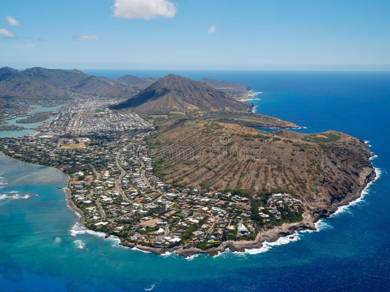 Aerial View of the Coasts of Sunny Hawaii on the Water Stock Photo ...