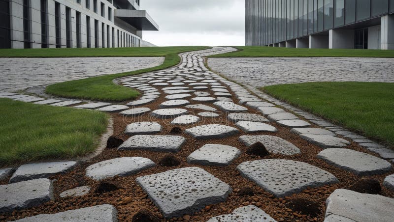 Aerial View of Cobblestone Pathway with Soil and Gravel between Stone ...