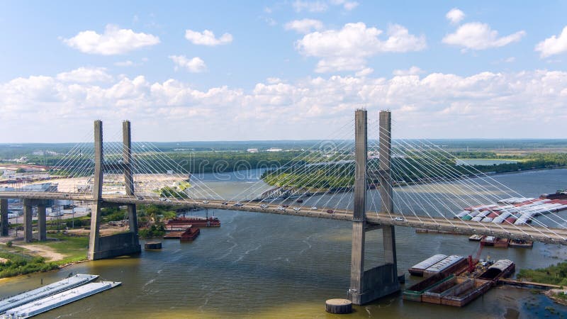 Aerial View of the Cochrane Bridge on the Mobile River Stock Photo ...