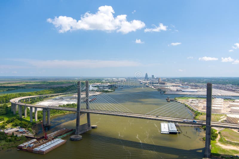 Aerial View of the Cochrane Bridge on the Mobile River Stock Image ...