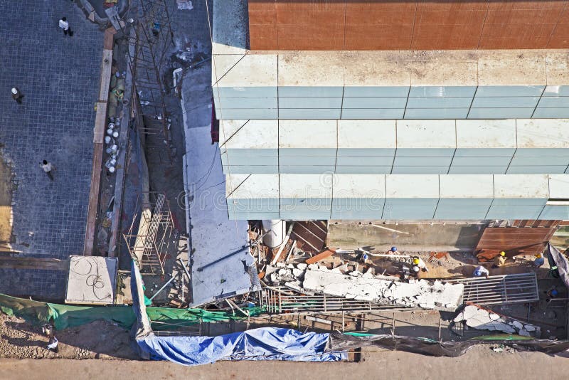 Aerial View Collapsed Section of New Building Stock Photo - Image of ...