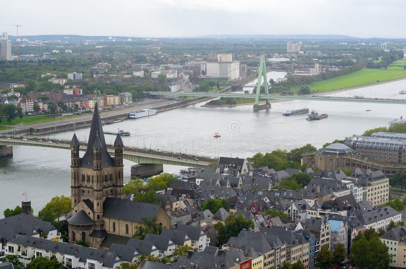 Aerial View of Cologne from the Viewpoint of Cologne Cathedral ...