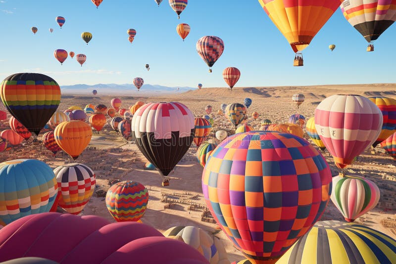 Aerial View of the Colorful Air Balloons at the. Generative Ai Stock ...