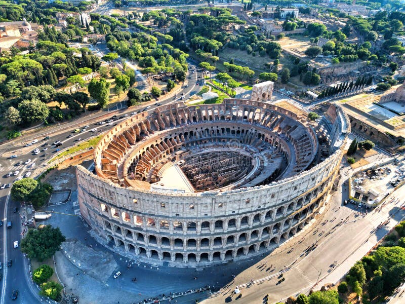 Aerial View of the Colosseum Stock Photo - Image of historical, history ...