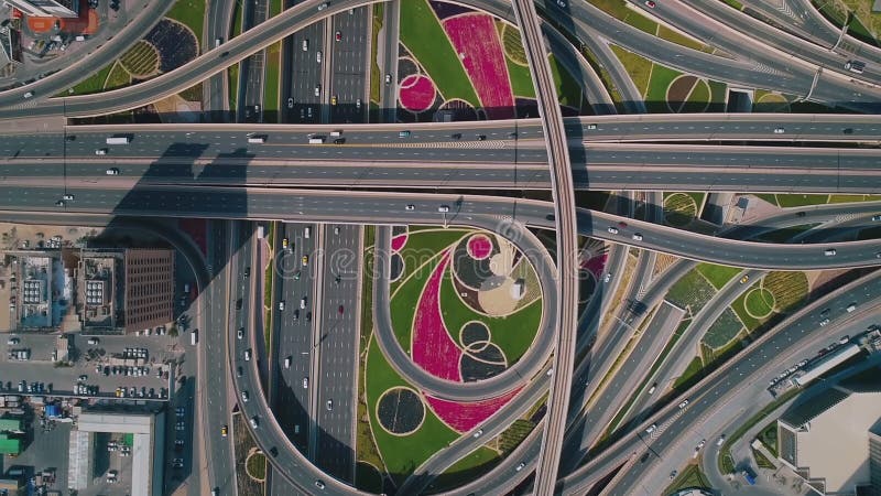Aerial View of Colourful and Organized Intercession in Dubai Stock ...