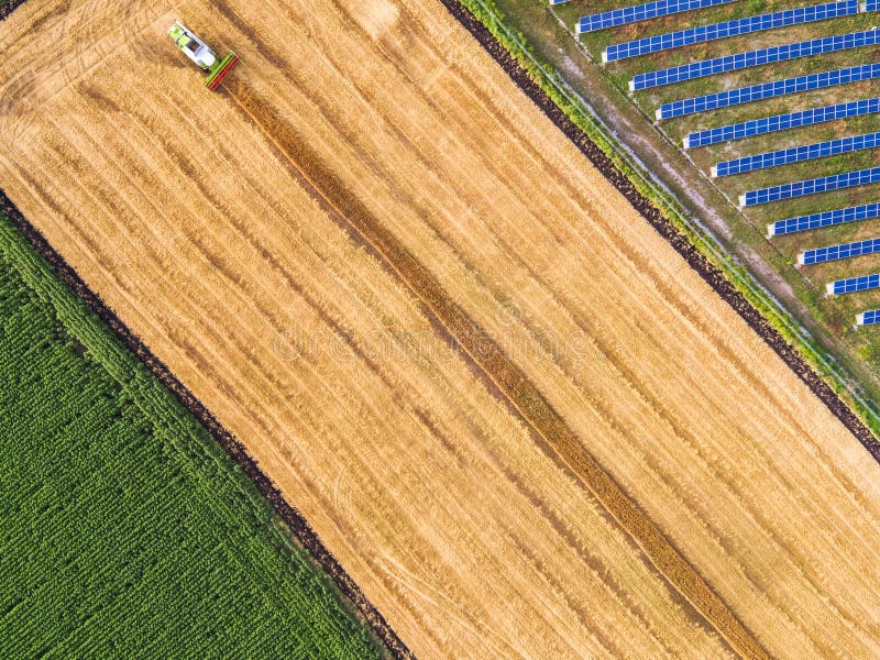 Aerial View of Combine on Harvest Field Stock Photo - Image of ecology ...