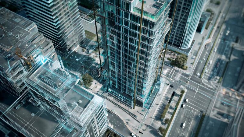 Aerial View of Completed Building Construction with Vfx and 3d Urban ...