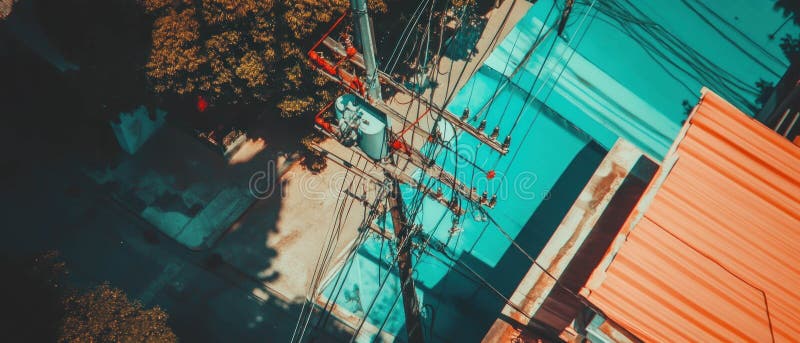 Aerial View of a Complex Distribution Network with Visible Utility ...