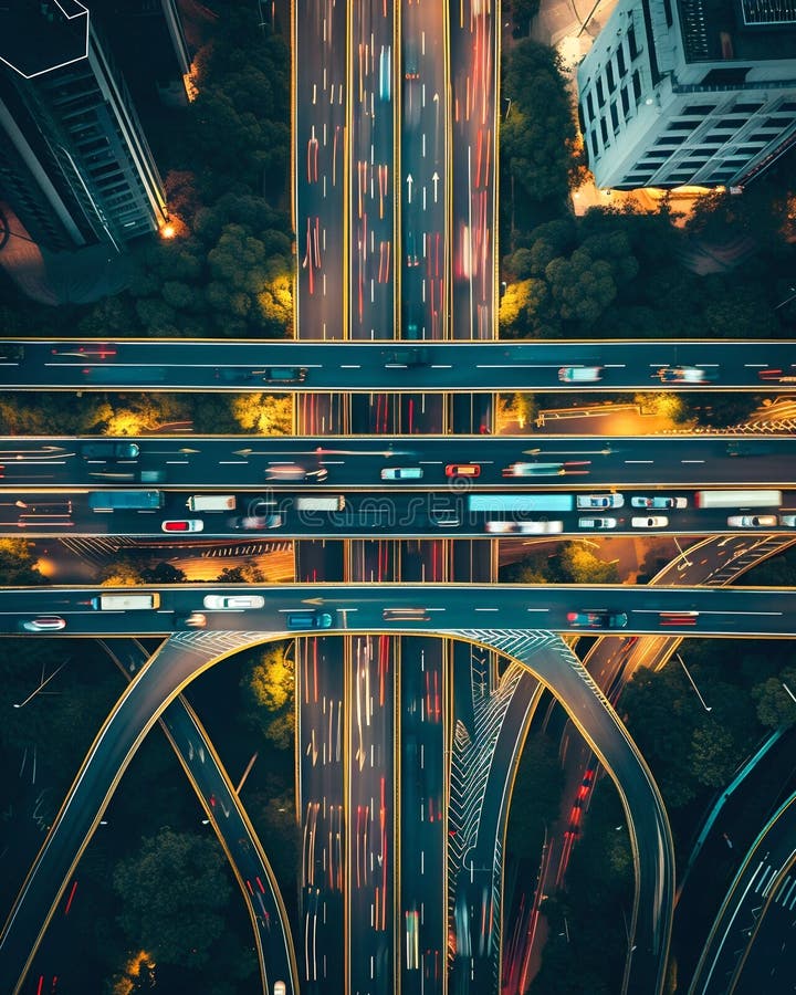 Aerial View of Complex Highway Interchange. Generative Ai Stock ...