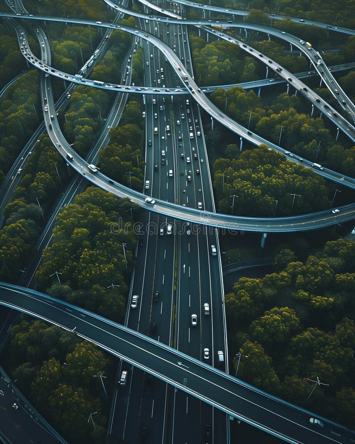 Aerial View of Complex Highway Interchange. Generative Ai Stock ...