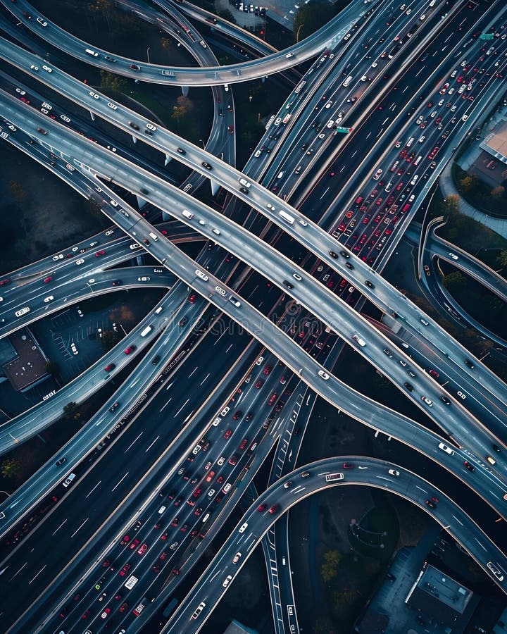 Aerial View of Complex Highway Interchange. Generative Ai Stock ...