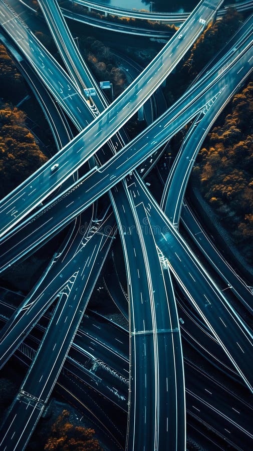 Aerial View of Complex Highway Interchange. Generative Ai Stock ...