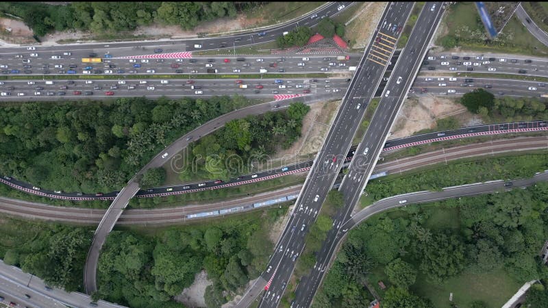Aerial View of Complex Highway Interchange with Traffic in Kuala Lumpur ...