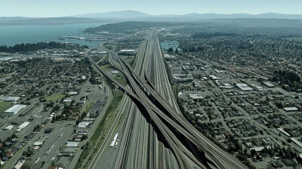 Aerial View of Complex Rail & Road Network Stock Photo - Image of ...