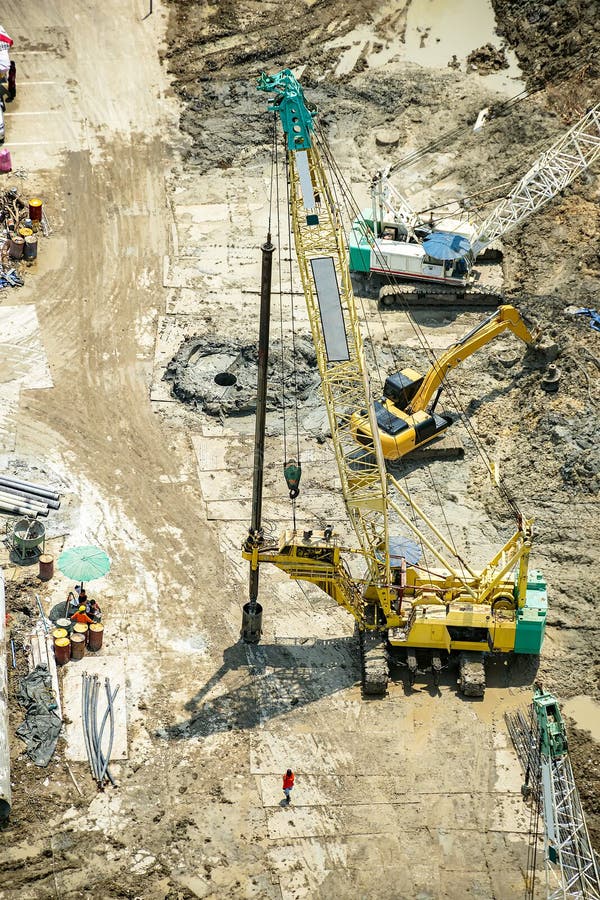 Aerial View of Concrete Bored Piling Work. Stock Image - Image of ...