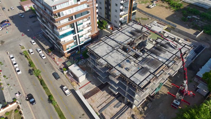 Aerial View: Concrete Pouring and Rebar Installation Form the Core of ...
