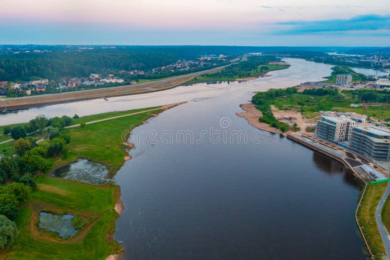 Aerial View of Confluence of Nemunas and Neris Rivers in Kaunas, Stock ...