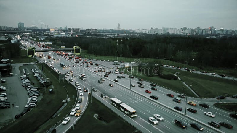 Aerial View of Congested Road Traffic at Big Highway Intersection Stock ...
