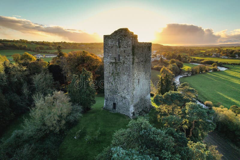 Conna Castle in County Cork, Ireland, is a Ruined Five Storey Square ...