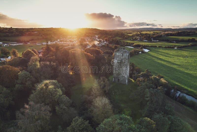 Conna Castle in County Cork, Ireland, is a Ruined Five Storey Square ...