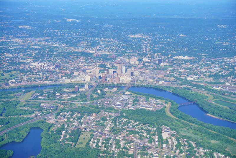 Aerial View of Connecticut River and Hartford Editorial Photo - Image ...