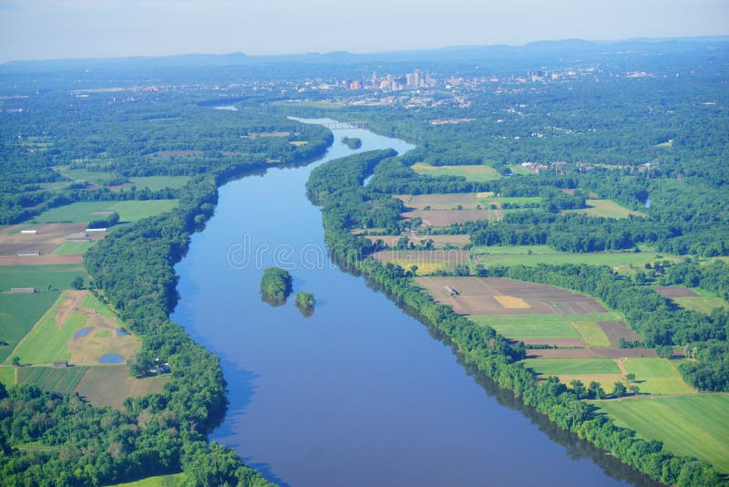 Aerial View of Connecticut River Stock Image - Image of museum ...