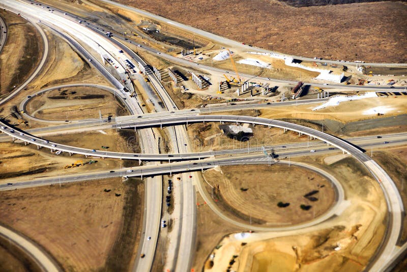 Aerial View of Construction of New Freeway Ramp in the American Stock ...