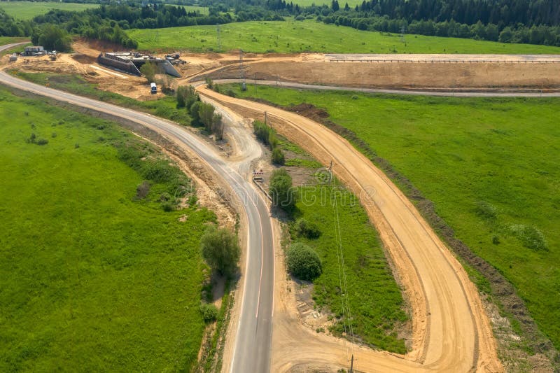 Aerial View on the Construction of a New Highway Stock Image - Image of ...