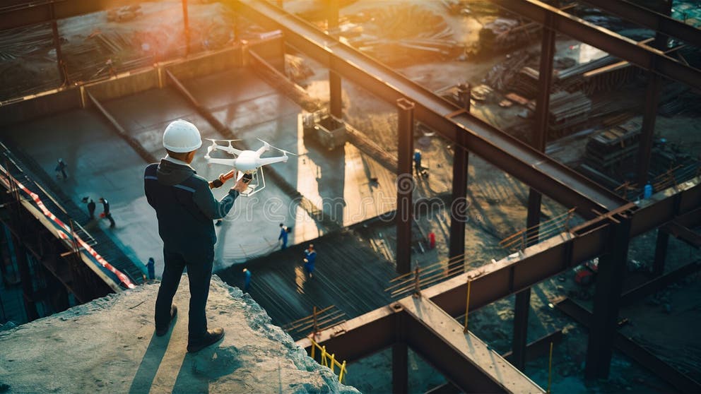 Aerial View of Construction Progress Captured by Drone Operator Stock ...