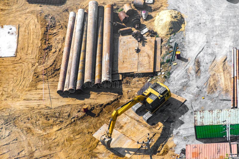 Aerial View of Construction in Progress. Stock Image - Image of ...