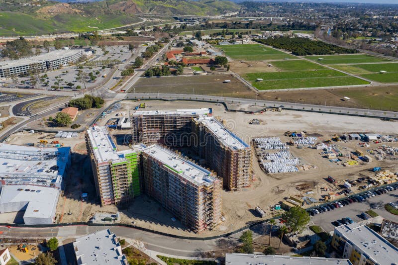 Aerial View of a Construction Site in Cal Poly Pomona Campus Stock ...