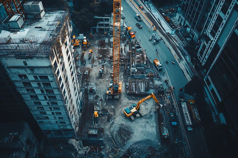 Aerial View of a Construction Site in a City Stock Illustration ...