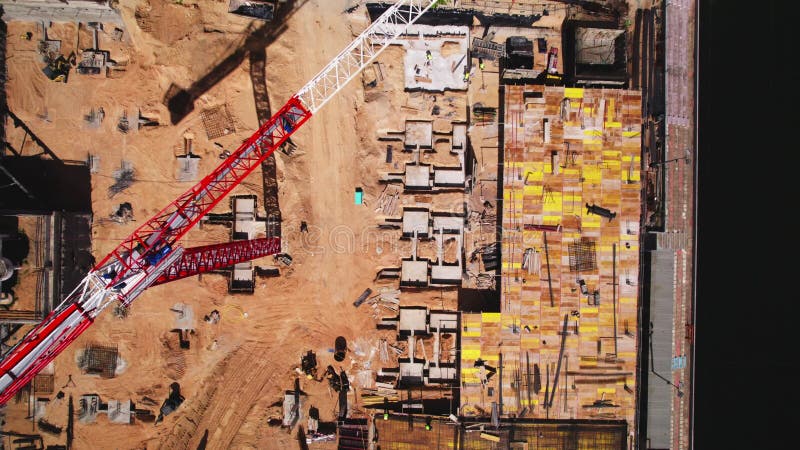 Aerial View of a Construction Site with Crane and Foundation Work ...