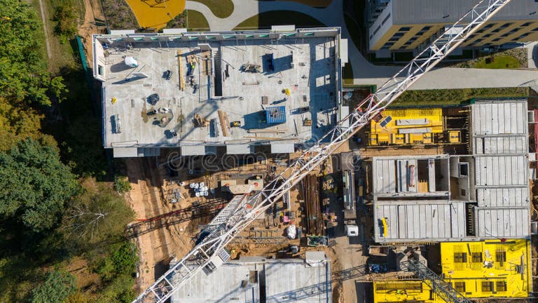 Aerial View of Construction Site with Cranes Stock Photo - Image of daylight, house: 361559354