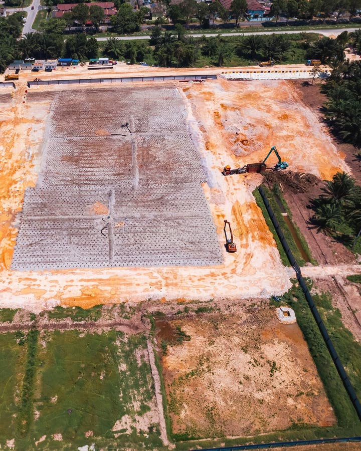 Aerial View of Construction Site Ground Process, Showing Progress in ...