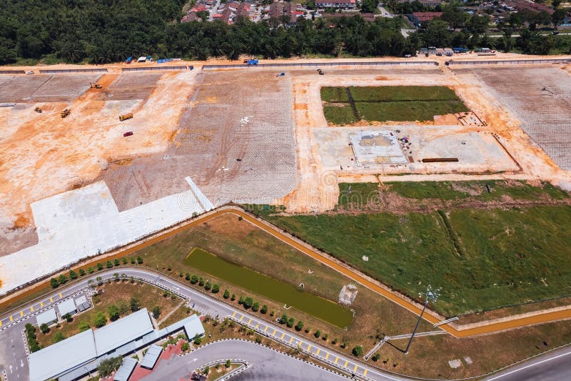Aerial View of Construction Site Ground Process, Showing Progress in ...