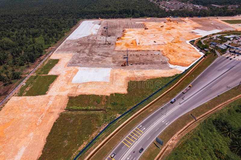 Aerial View of Construction Site Ground Process, Showing Progress in ...