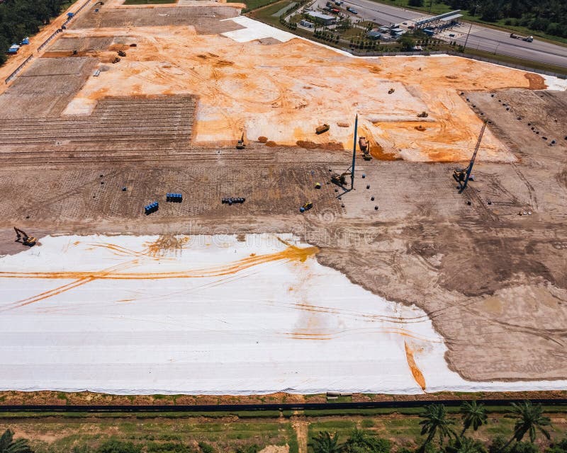 Aerial View of Construction Site Ground Process, Showing Progress in ...
