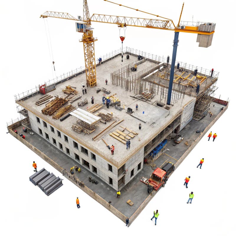 Construction Site Aerial View Illustration Isolated on White Background ...