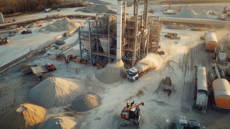 Aerial View of a Construction Site with Machinery and Materials for ...