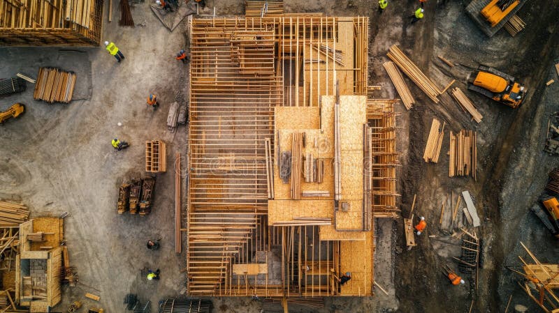 Aerial View of a Construction Site in Progress Stock Illustration ...