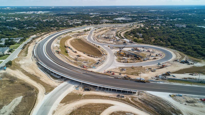 Aerial View of a Construction Site for a Roadway Stock Illustration ...